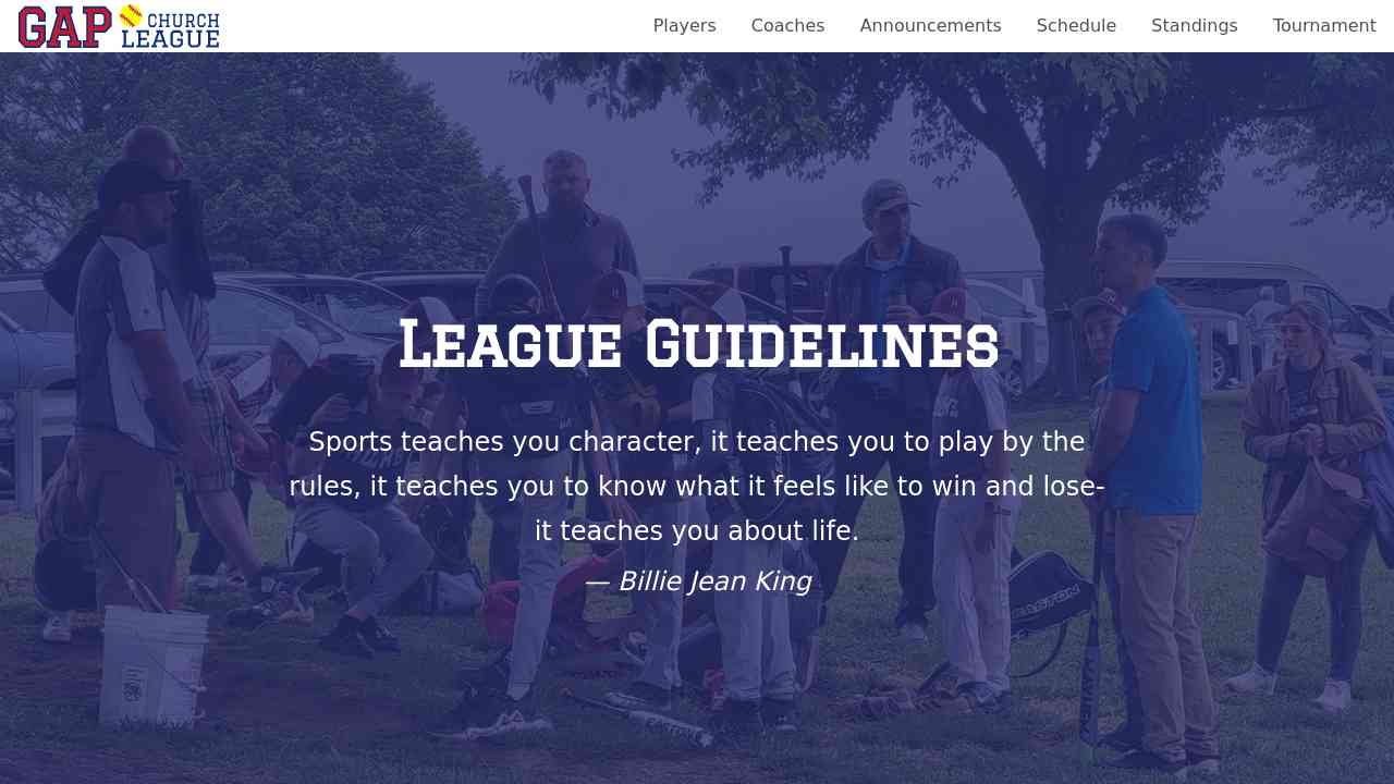 Gap Church League - Guidelines
